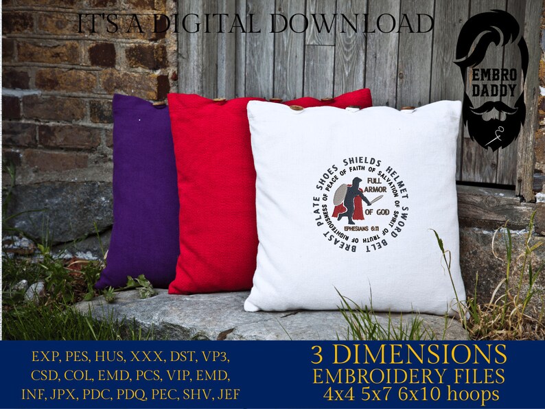 Machine Embroidery Files, Full Armor of God , PES, DST, Xxx, Hus & More ...