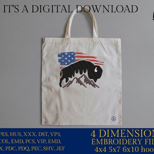 Machine Embroidery Files, Usa Flag Bison, PES, Dst, Xxx, Hus & More - Etsy