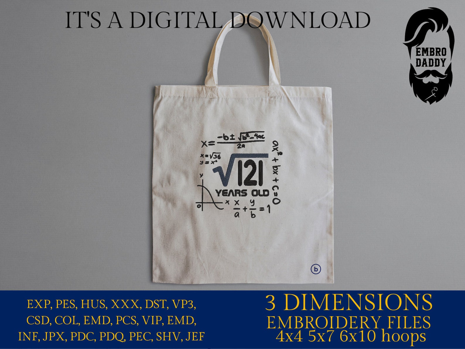 Machine Embroidery Files, 11 Th Birthday, Math, Eleven, Square Roots ...