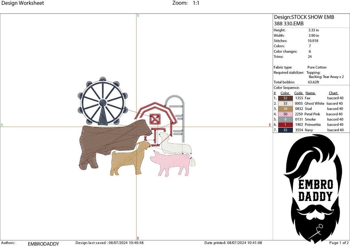 Machine Embroidery Files, Fair Season, Show Livestock, Show Pig, Steer ...