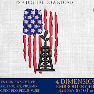 Machine Embroidery Files, Oilfield Flag, Oilfield Worker, DST, PES, Xxx ...