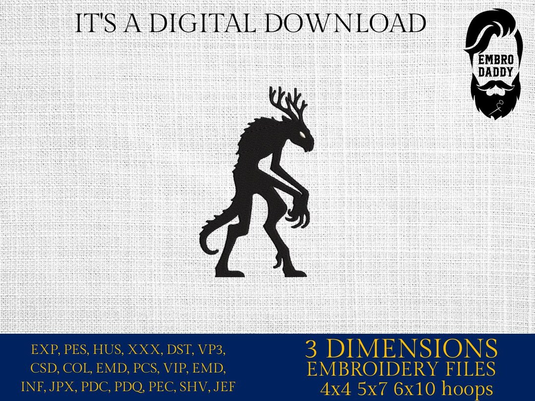 Machine Embroidery Files, Wendigo, Windigo, Scary Monster, Halloween ...