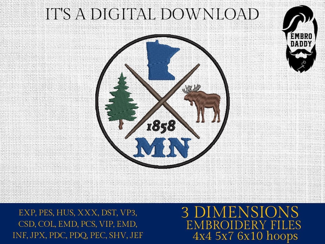 Machine Embroidery Files, Minnesota Est 1858, DST, PES, Xxx Hus & More ...
