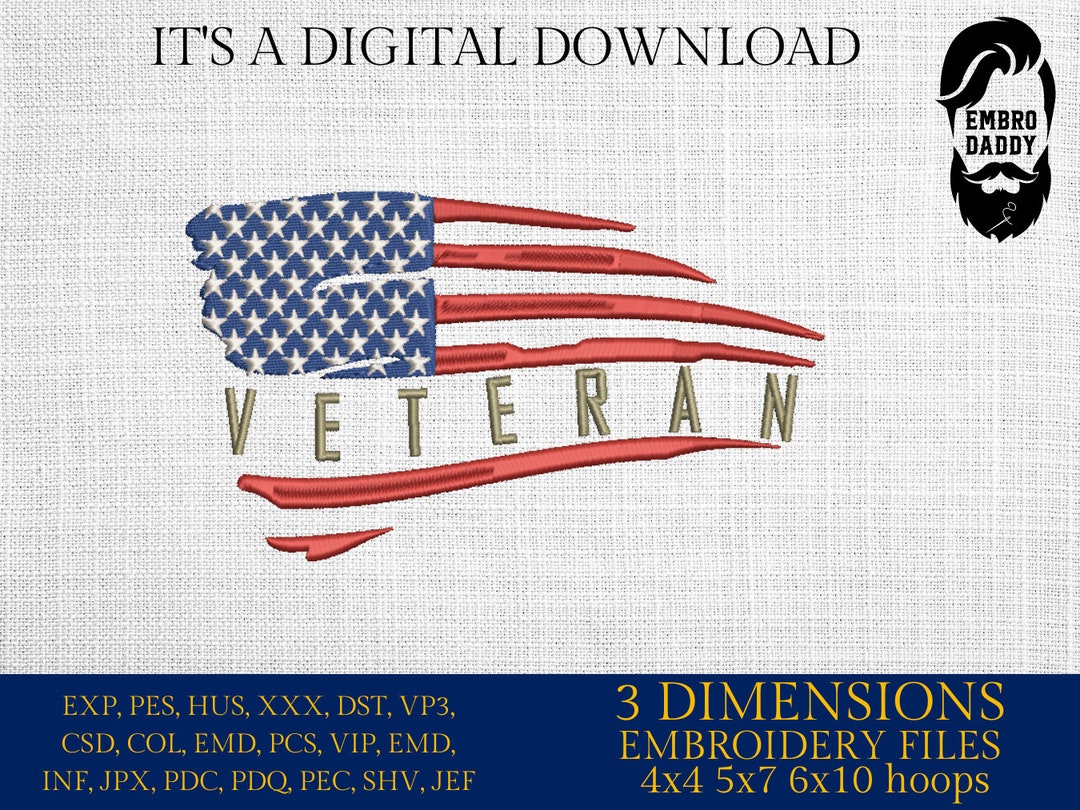 Machine Embroidery Files, American Flag, Veteran, PES, Dst, Xxx Hus ...