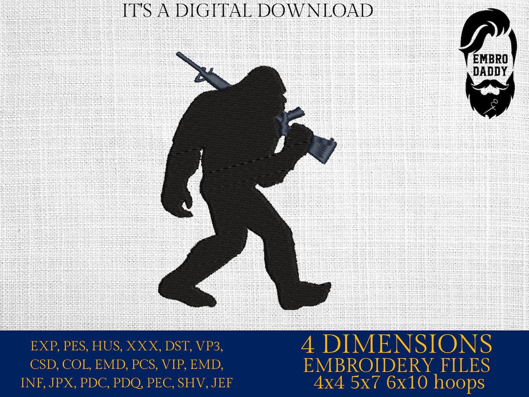 Machine Embroidery Files Bigfoot Rifle Bigfoot Pes Big - Etsy