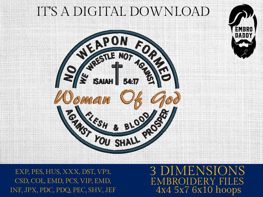 Machine Embroidery Files, Woman of God , PES, DST, Xxx, Hus & More - Etsy