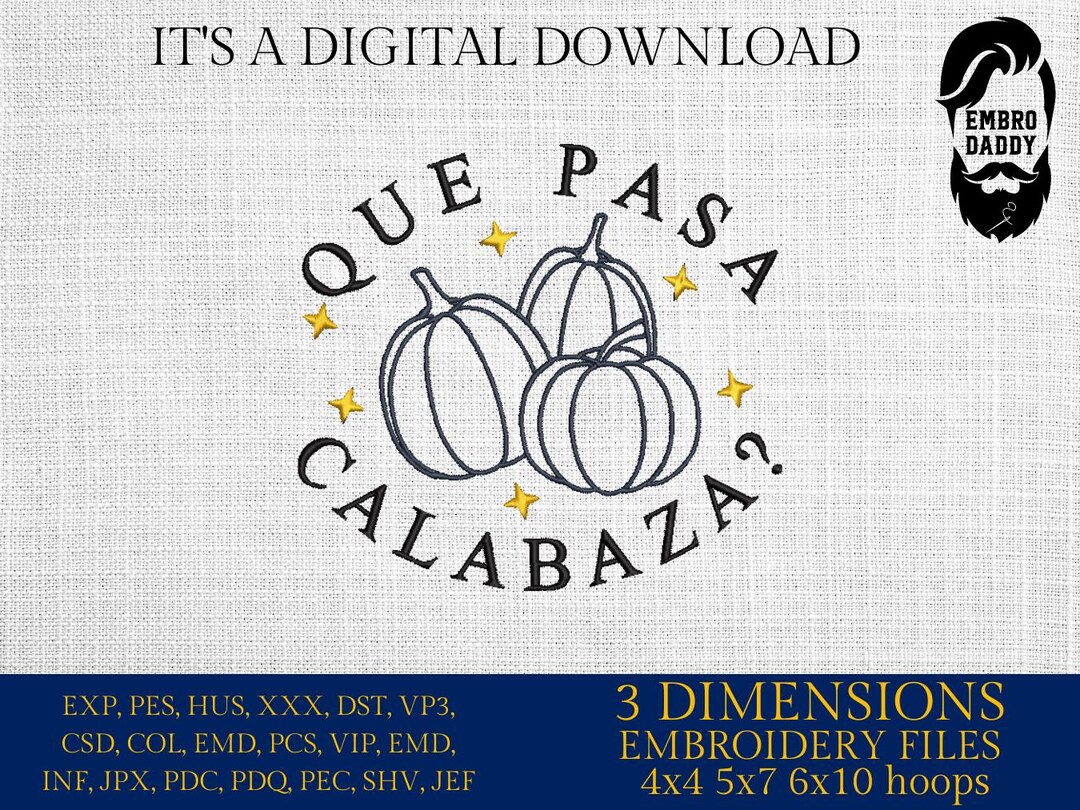 Machine Embroidery Files, Que Pasa Calabaza, Cute Pumpkins, Halloween ...