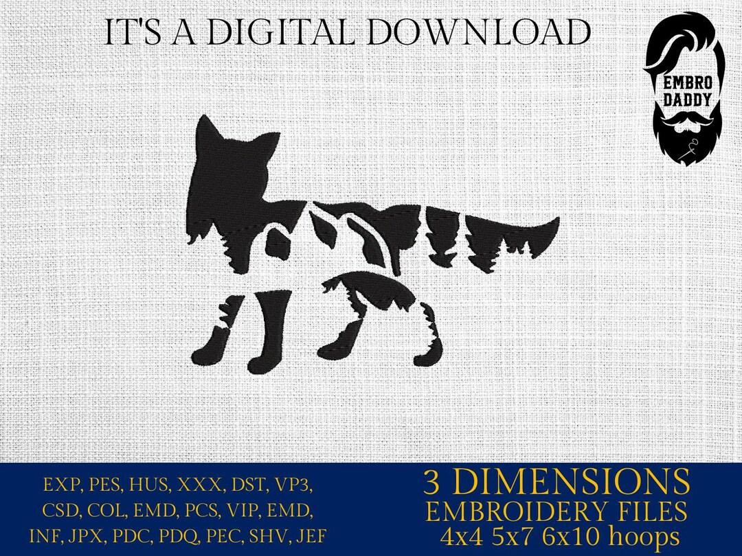 Machine Embroidery Files, Fox Mountains Landscape, PES, Dst, Xxx, Hus ...