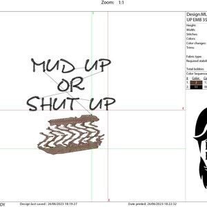 Machine Embroidery Files, Mud up or Shut Up, Dst PES, Xxx, Hus & More ...