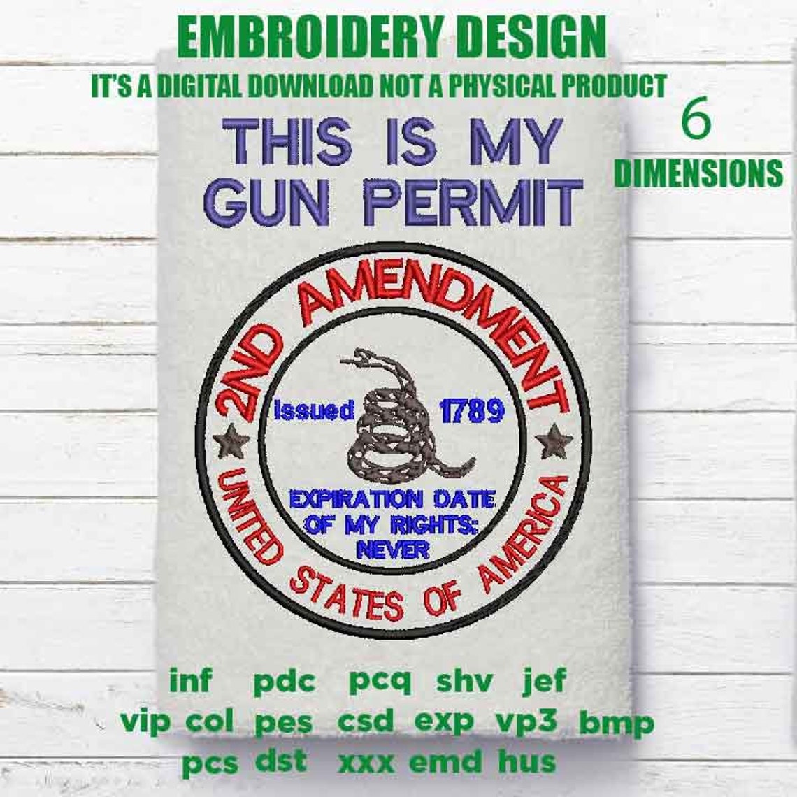 Machine Embroidery This is My Gun Permit 2nd Amendment - Etsy