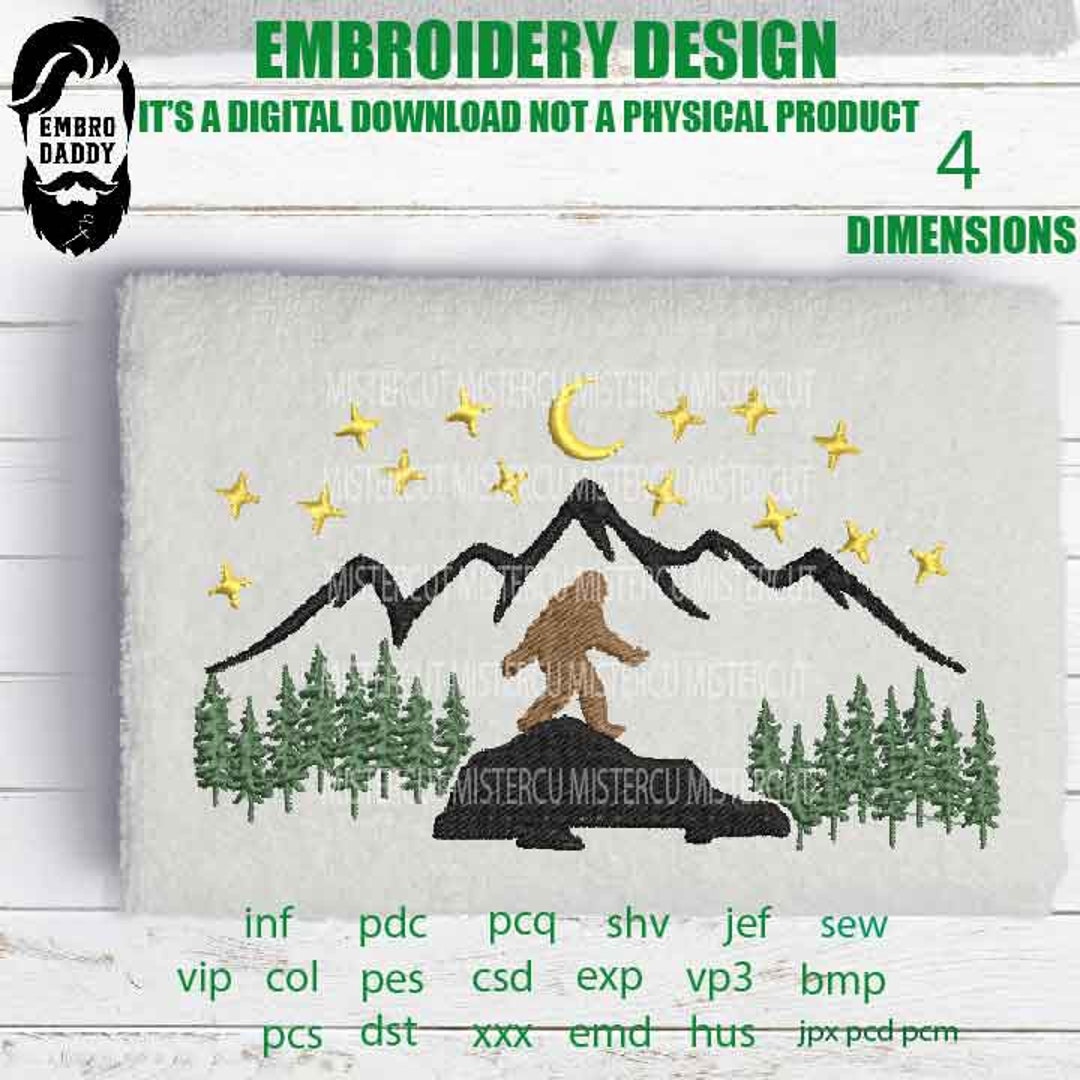 Machine Embroidery Files, Bigfoot Mountain Pes, Big Foot, Yeti ...