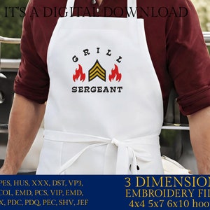 Machine Embroidery Files, Grill Sergeant, Embroidery Files, Gift Idea ...