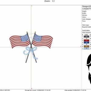 Machine Embroidery Files, USA Flag, American Flags With Ribbon Bow, DST ...