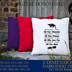 Machine Embroidery Files, Behind Your All Your Memories, Graduation ...