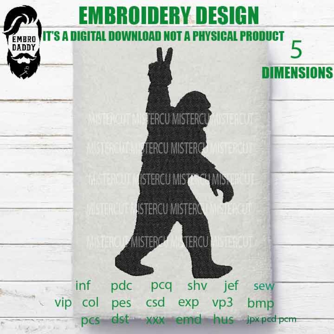 Machine Embroidery Files, Bigfoot Victory Pes, Big Foot, Yeti ...