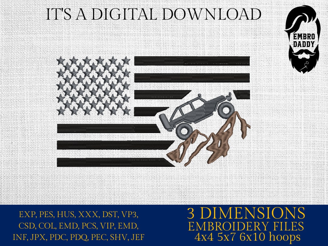 Machine Embroidery Files, American Flag, Offroad Car, PES, Dst, Xxx Hus ...