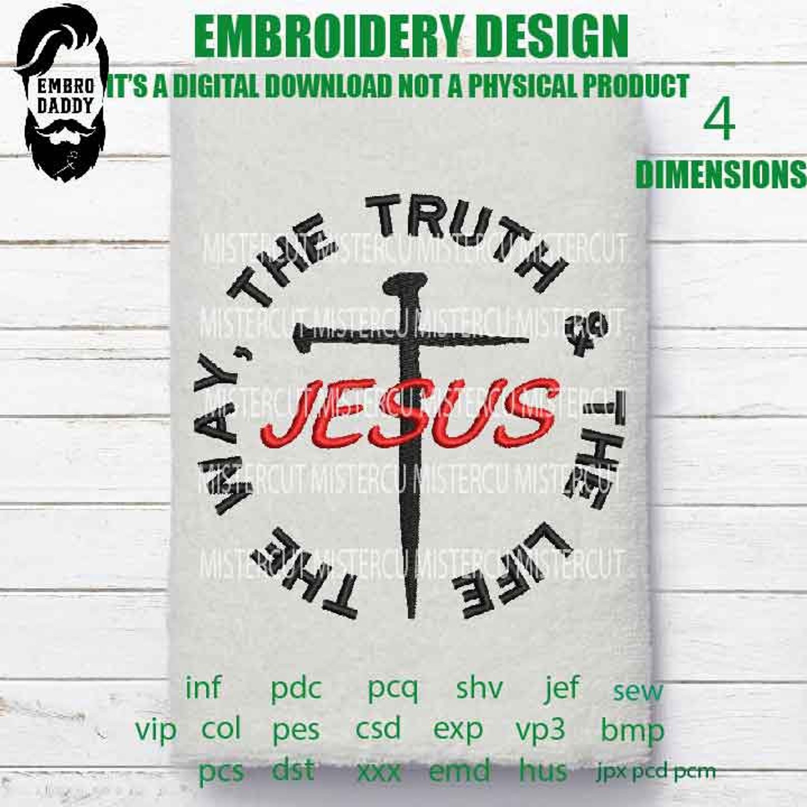 Machine Embroidery Jesus the Truth the Life the Way - Etsy