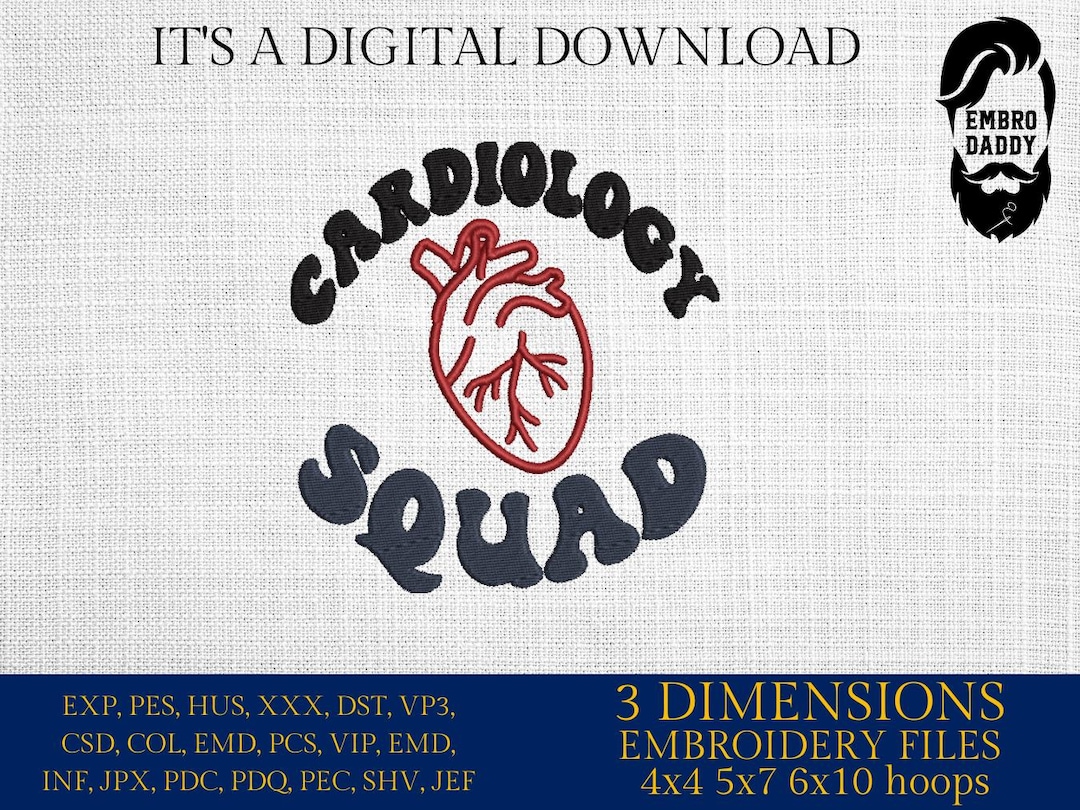 Machine Embroidery Files, Cardiology Squad, Heart, Doctor, Nurse ...