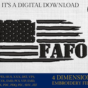 Machine Embroidery Files, Usa Flag FAFO, American Flag PES, Xxx Hus ...