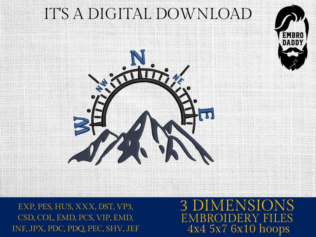 Machine Embroidery Files, Mountains, Compass, DST, PES, Xxx Hus & More ...