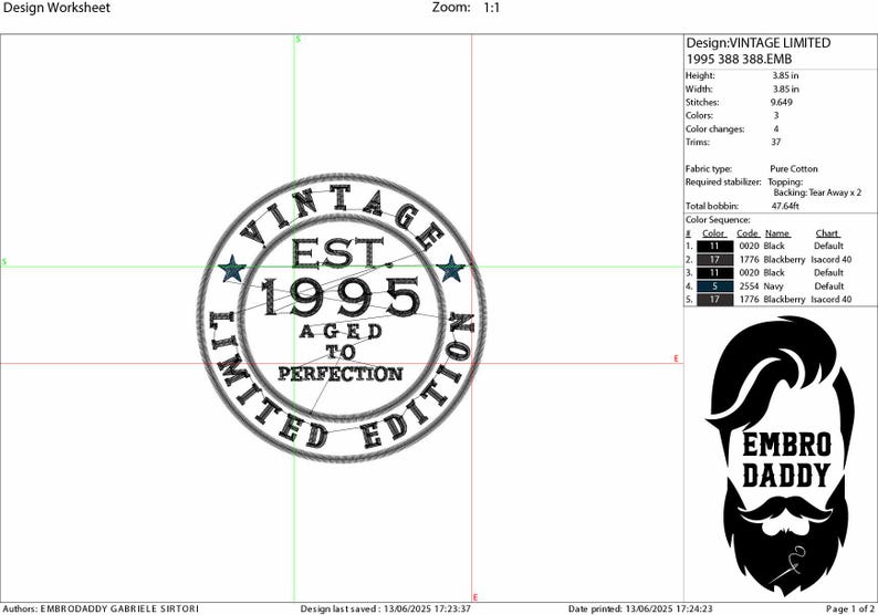 Machine Embroidery Files, Vintage 1995 Aged to Perfection Pes, Birthday ...