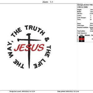 Machine Embroidery, Jesus the Truth, the Life, the Way, Inspirational ...