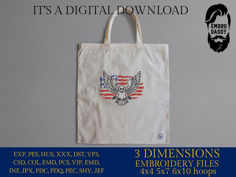 Machine Embroidery Files, American Flag, Eagle, PES, Dst, Xxx Hus ...
