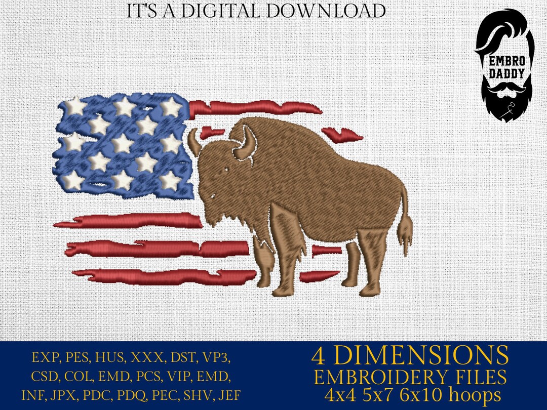 Machine Embroidery Files, Usa Flag Bison, DST, PES, Xxx, Hus & More - Etsy