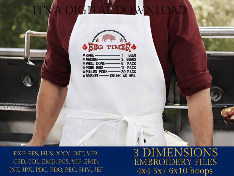 Machine Embroidery Files, BBQ Timer, Drink, Funny, Dst, PES, Hus & More ...
