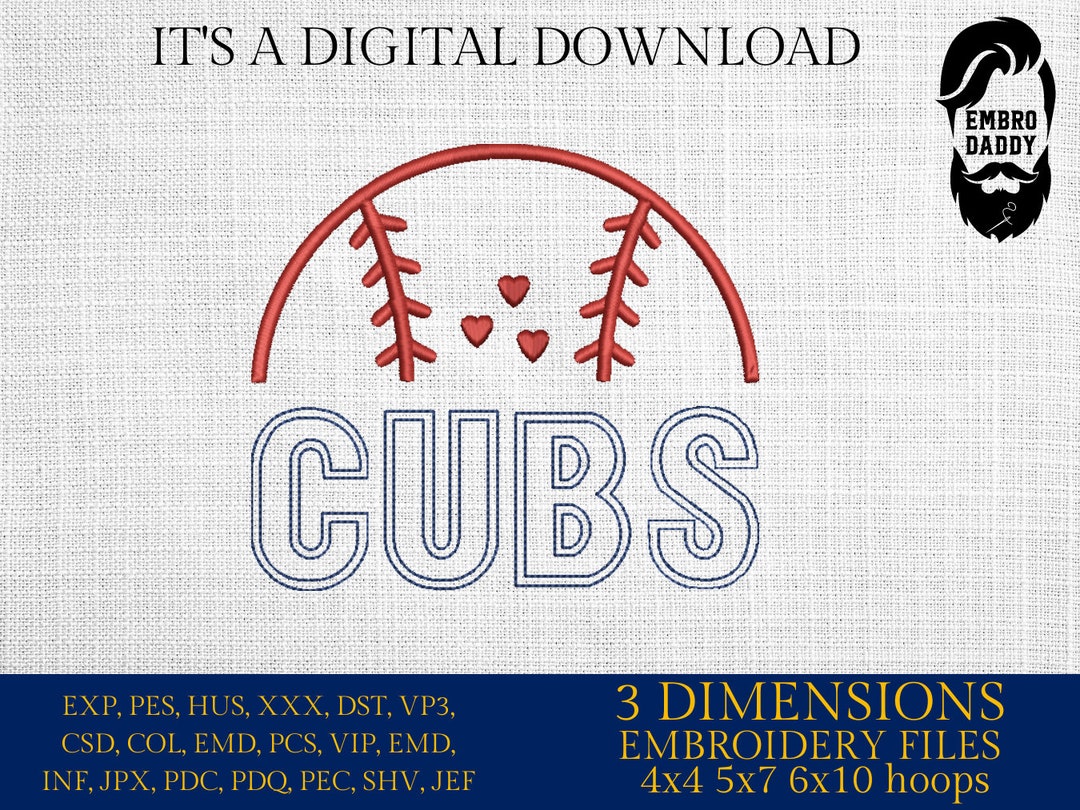 Machine Embroidery Files, Cubs, Baseball, DST, PES, Xxx, Hus & More ...