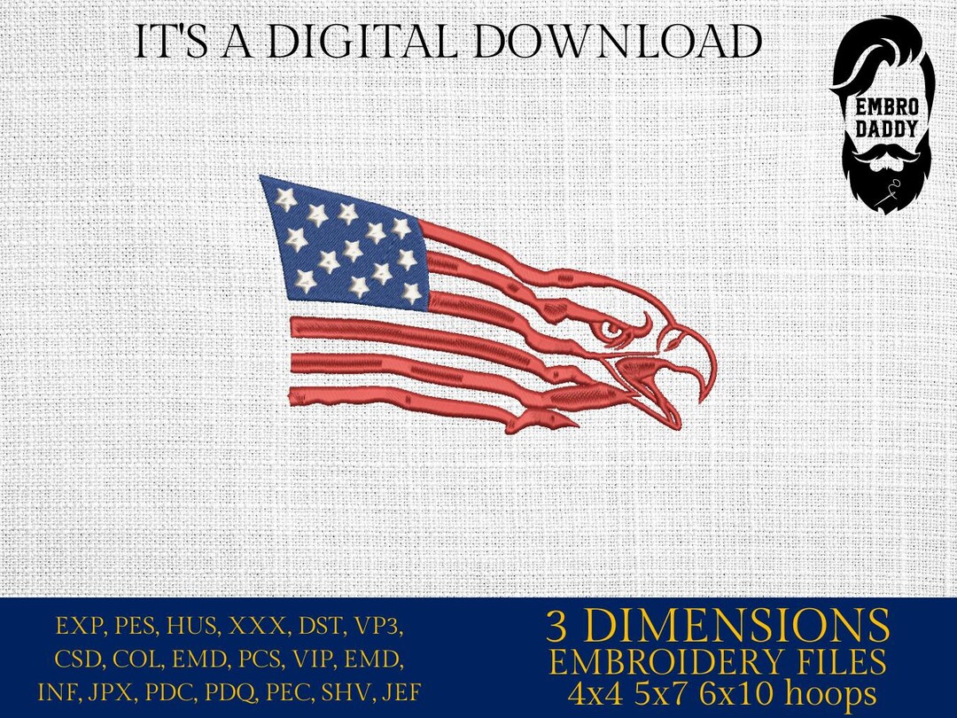 Machine Embroidery Files, American Flag, Eagle, PES, Dst, Xxx Hus ...