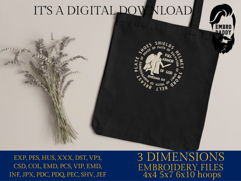 Machine Embroidery Files, Full Armor of God , PES, DST, Xxx, Hus & More ...