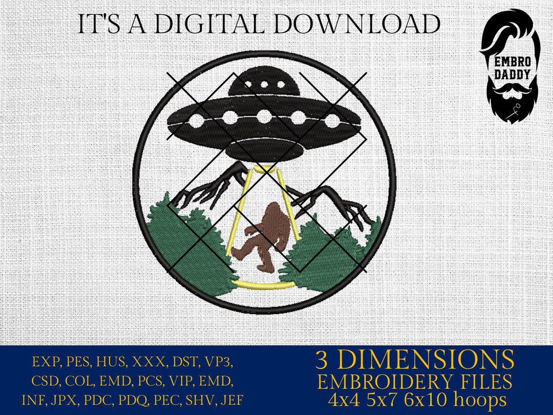 Machine Embroidery Files, Bigfoot Abduction, Bigfoot Pes, Big Foot ...