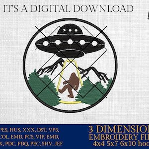 Machine Embroidery Files, Bigfoot Abduction, Bigfoot Pes, Big Foot ...