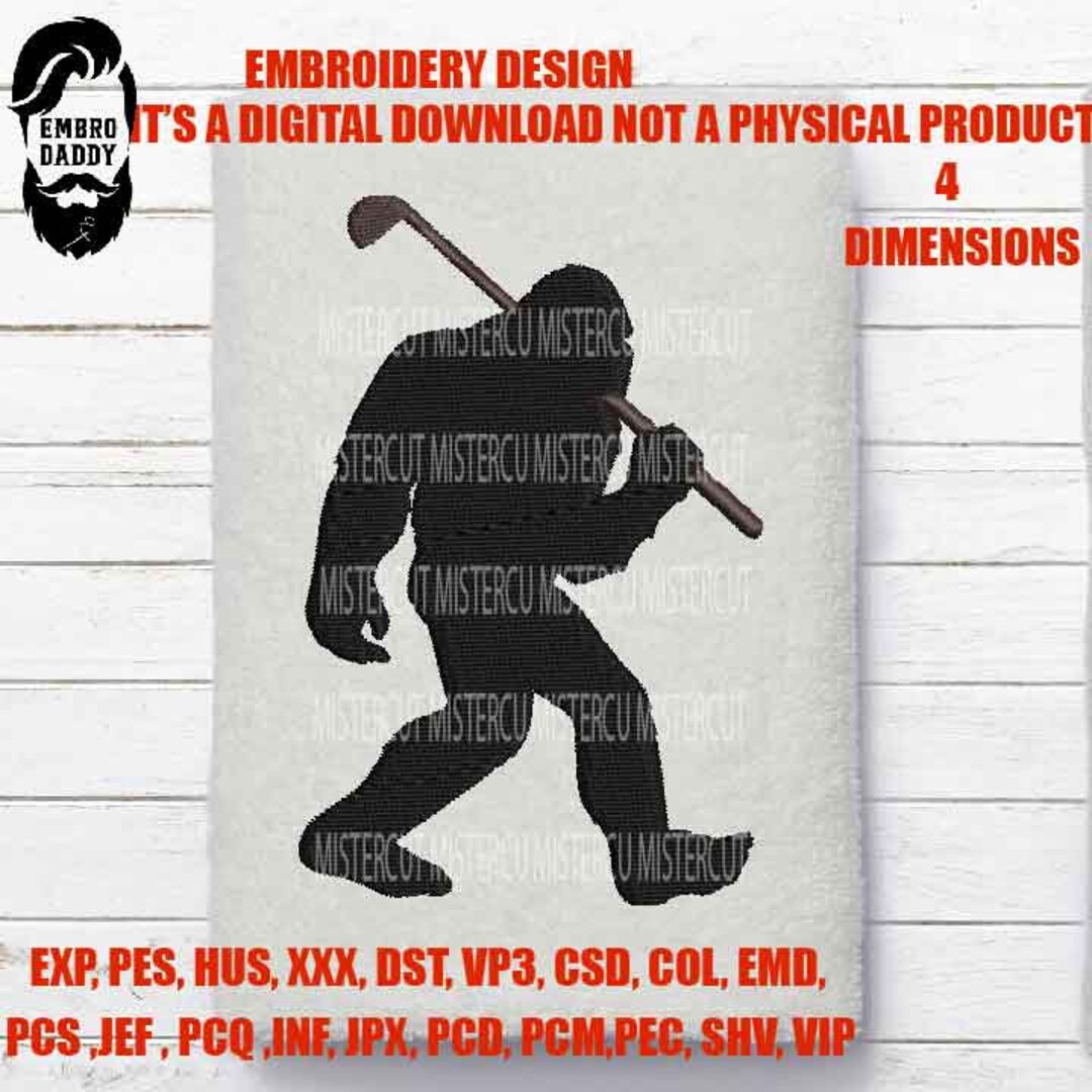 Machine Embroidery Files, Bigfoot Golf Pes, Big Foot, Yeti, Sasquatch ...