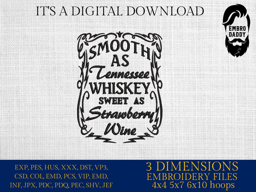 Machine Embroidery Files, Smoth as Tennessee, PES, DST, Xxx, Hus & More ...