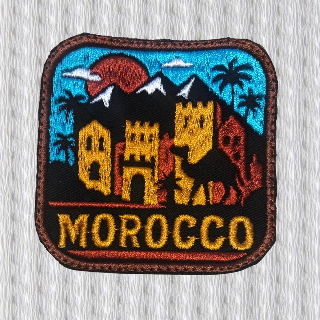 Morocco Travel Patch – Desert Sunset Badge, Moroccan Landscape ...