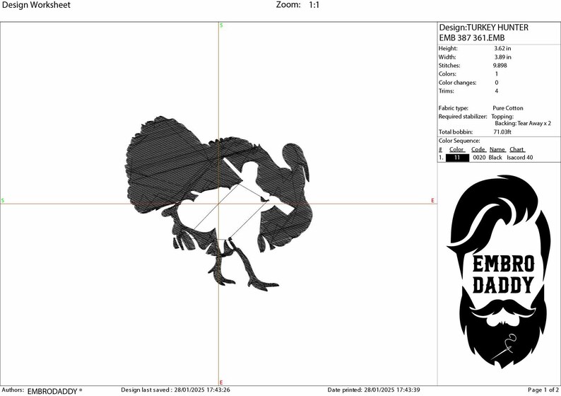 Machine Embroidery Files, Turkey Hunter, PES, DST, Xxx, Hus and More - Etsy