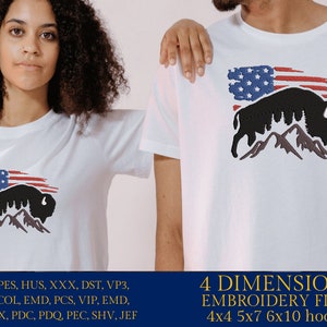 Machine Embroidery Files, Usa Flag Bison, PES, Dst, Xxx, Hus & More - Etsy