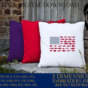 Machine Embroidery Files, Fish USA Flag, American Flag, PES, DST, Xxx ...