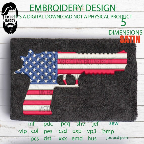 Machine Embroidery Pistol Usa Flag Guns Lover Gift Idea PES - Etsy