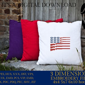 Machine Embroidery Files, Shotgun Clay Target Patriotic USA Flag ...