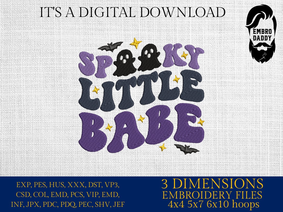 Machine Embroidery Files, Spooky Little Babe, Halloween, PES, DST, Xxx ...