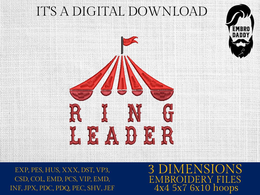 Machine Embroidery Files, Ring Leader, Circus Theme Birthday, Carnival ...