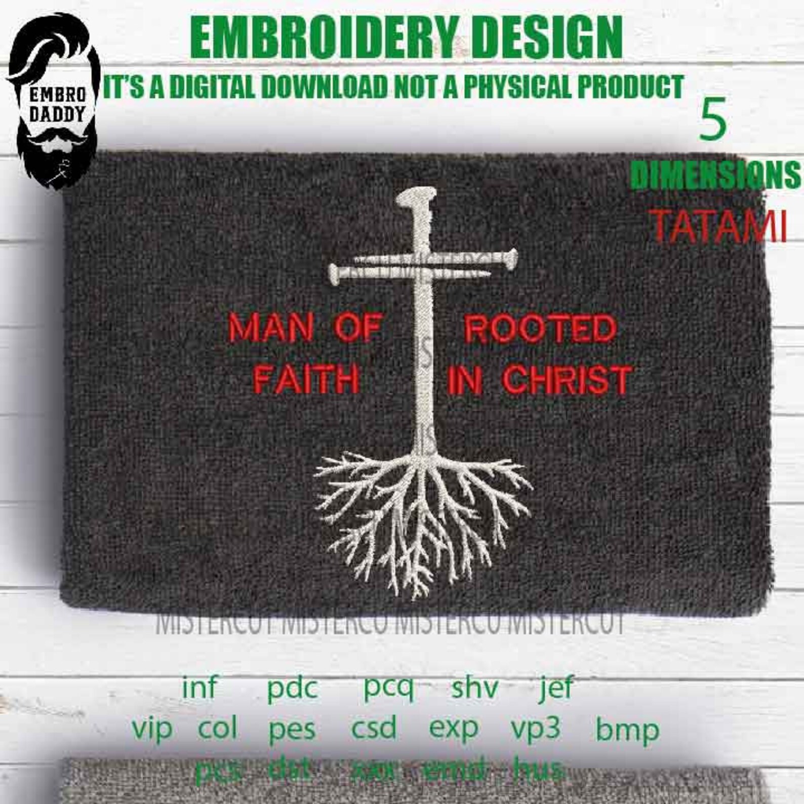 Machine Embroidery Man of Faith Rooted in Christ Christian | Etsy