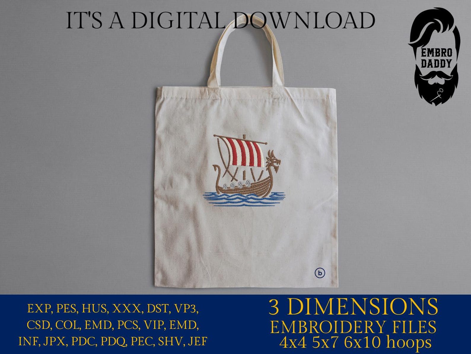 Machine Embroidery Files, Viking Ship, PES, DST, Hus & More - Etsy