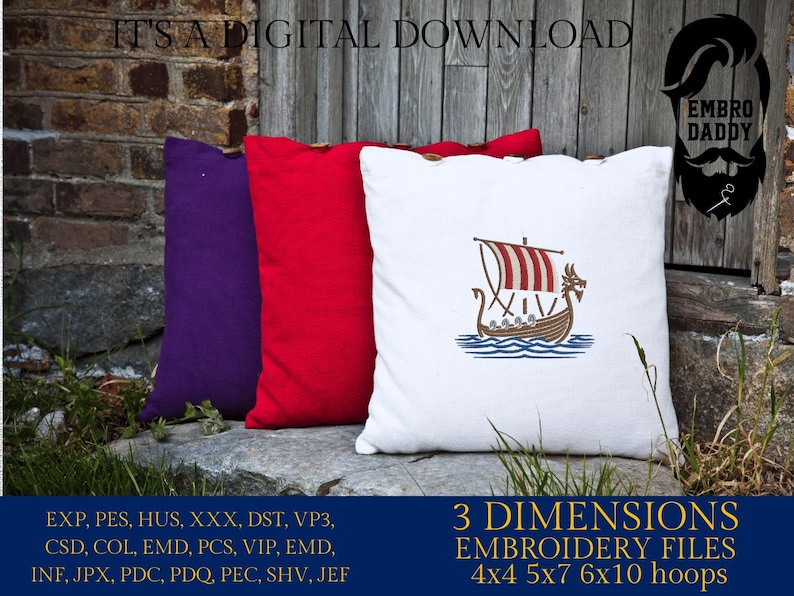 Machine Embroidery Files, Viking Ship, PES, DST, Hus & More - Etsy