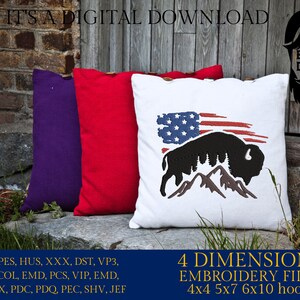 Machine Embroidery Files, Usa Flag Bison, PES, Dst, Xxx, Hus & More - Etsy