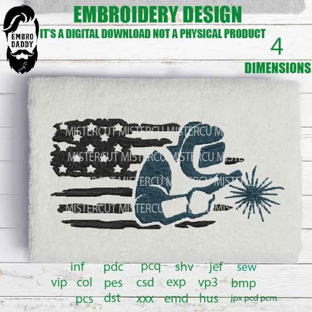 Machine Embroidery Files, Usa Flag Welder, American Flag Gift Idea PES ...