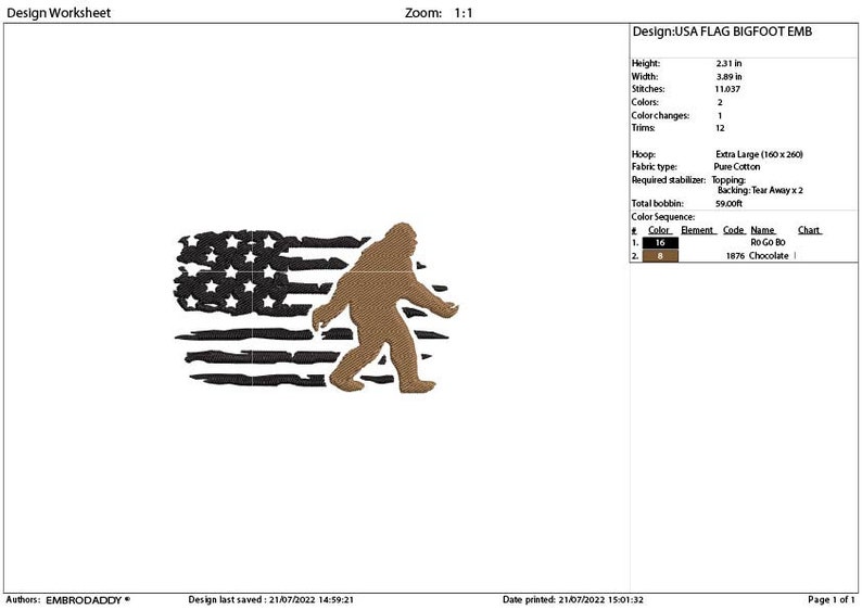 Machine Embroidery Files USA FLAG Bigfoot Pes Big Foot - Etsy
